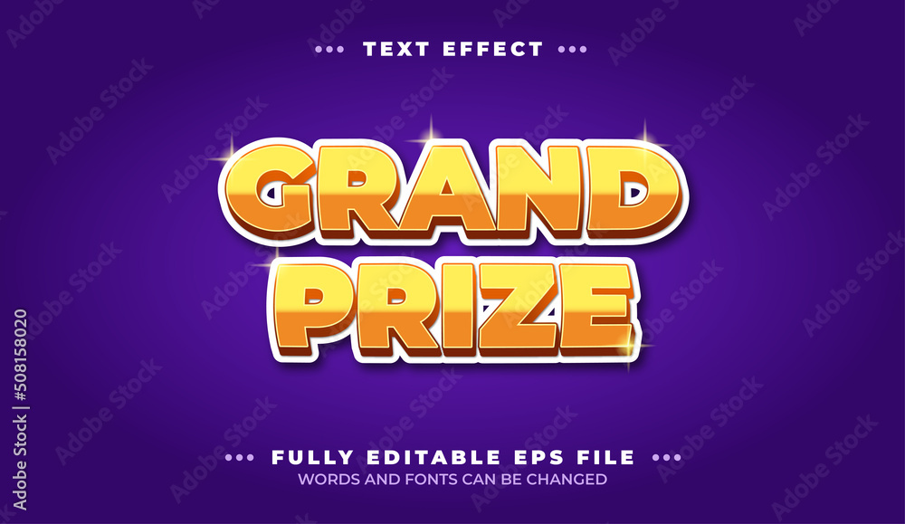 Grand prize text effect free vector Stock Vector | Adobe Stock