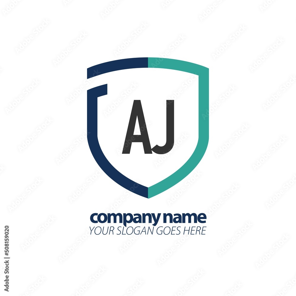 Initial Letter AJ Shield Logo Line Art. Creative Badge Eagle Logo ...