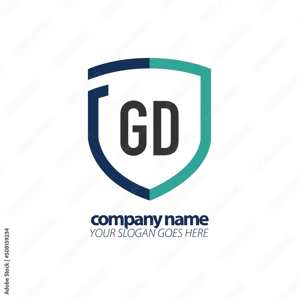 Initial Letter GD Shield Logo Line Art. Creative Badge Eagle Logo ...