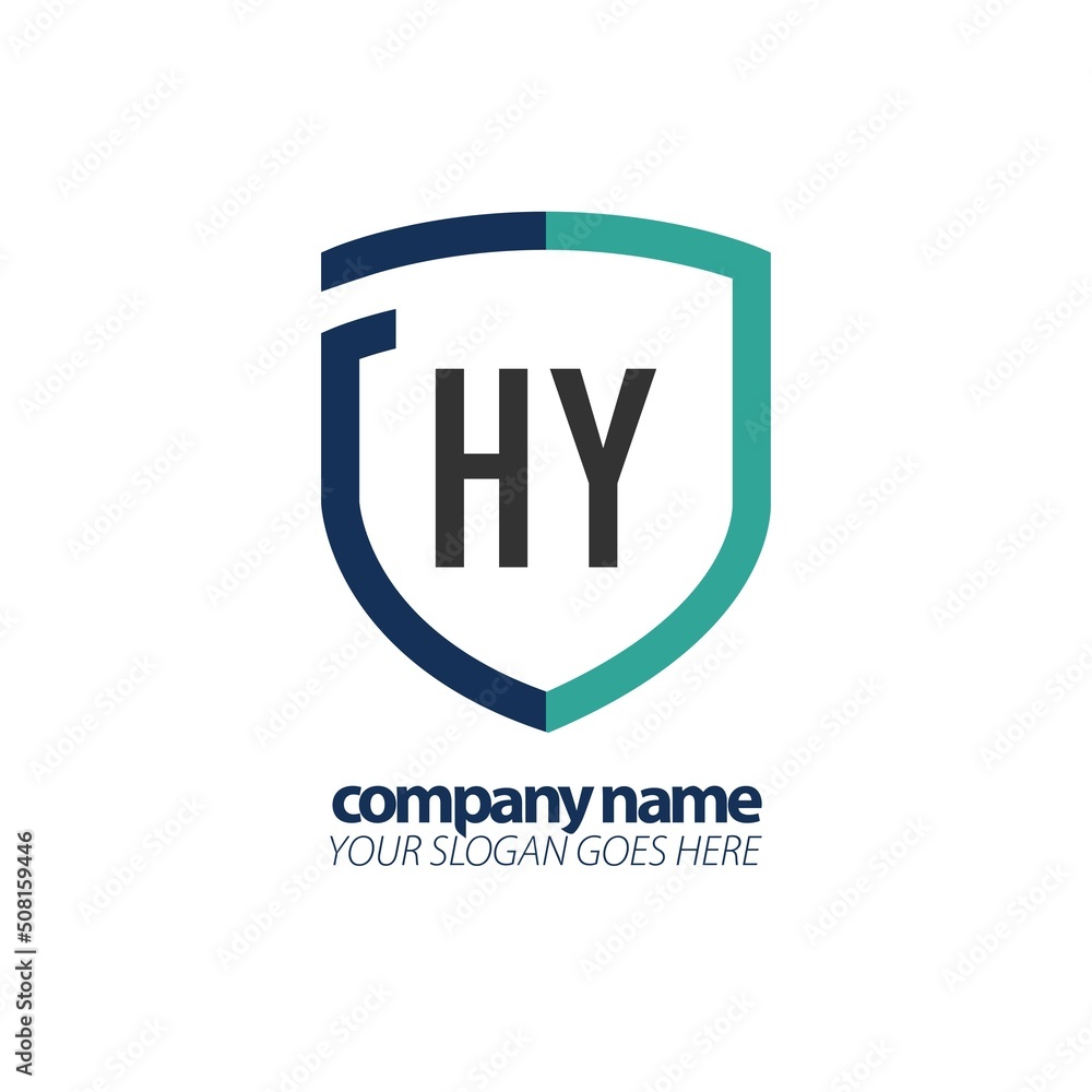Initial Letter HY Shield Logo Line Art. Creative Badge Eagle Logo ...