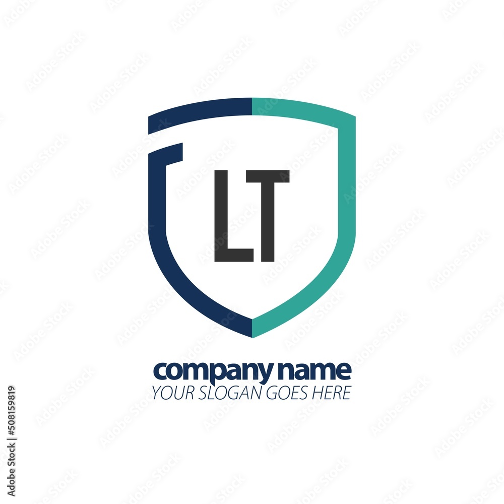 Initial Letter LT Shield Logo Line Art. Creative Badge Eagle Logo ...