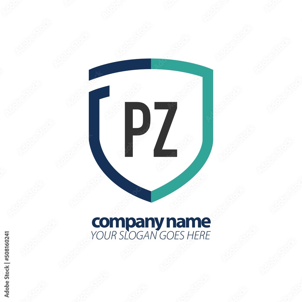 Initial Letter PZ Shield Logo Line Art. Creative Badge Eagle Logo ...