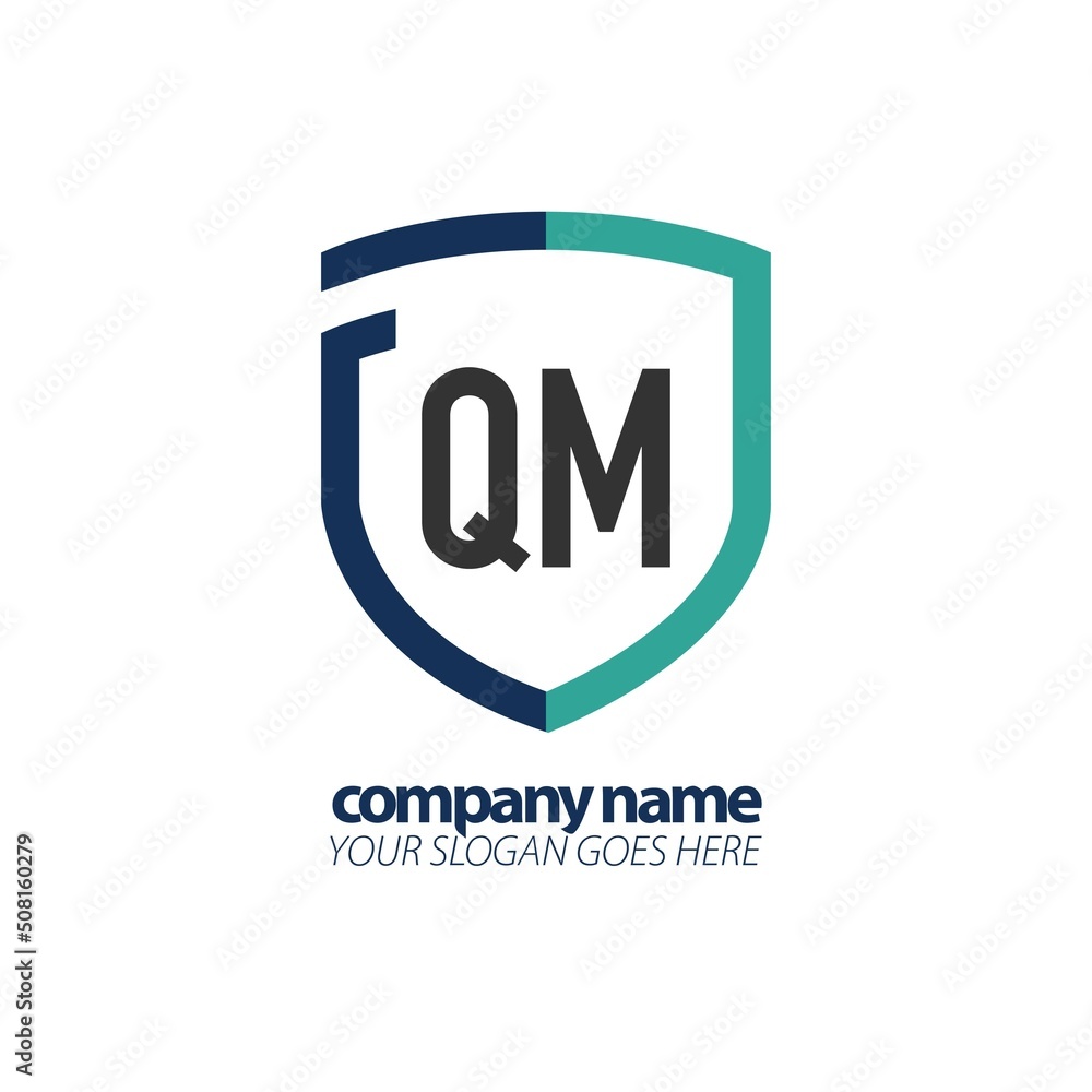 Initial Letter QM Shield Logo Line Art. Creative Badge Eagle Logo ...