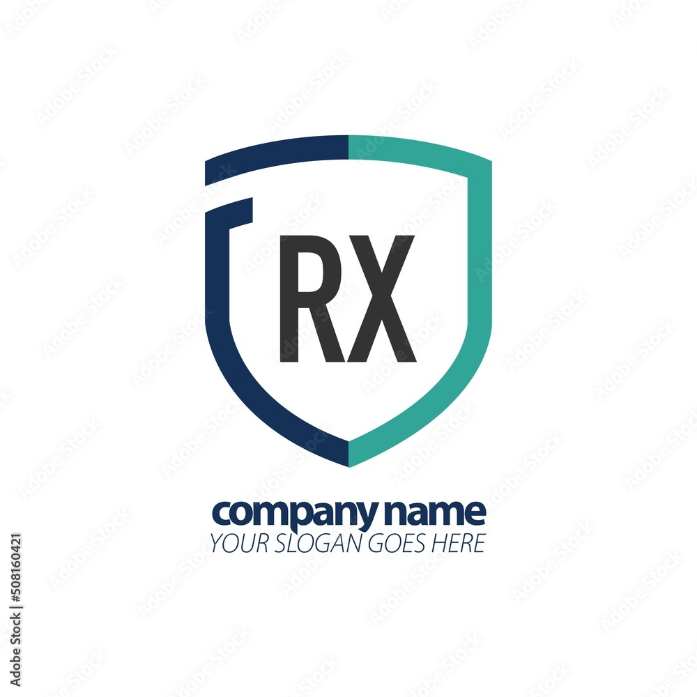 Initial Letter RX Shield Logo Line Art. Creative Badge Eagle Logo ...