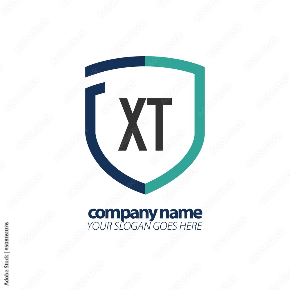 Initial Letter XT Shield Logo Line Art. Creative Badge Eagle Logo ...