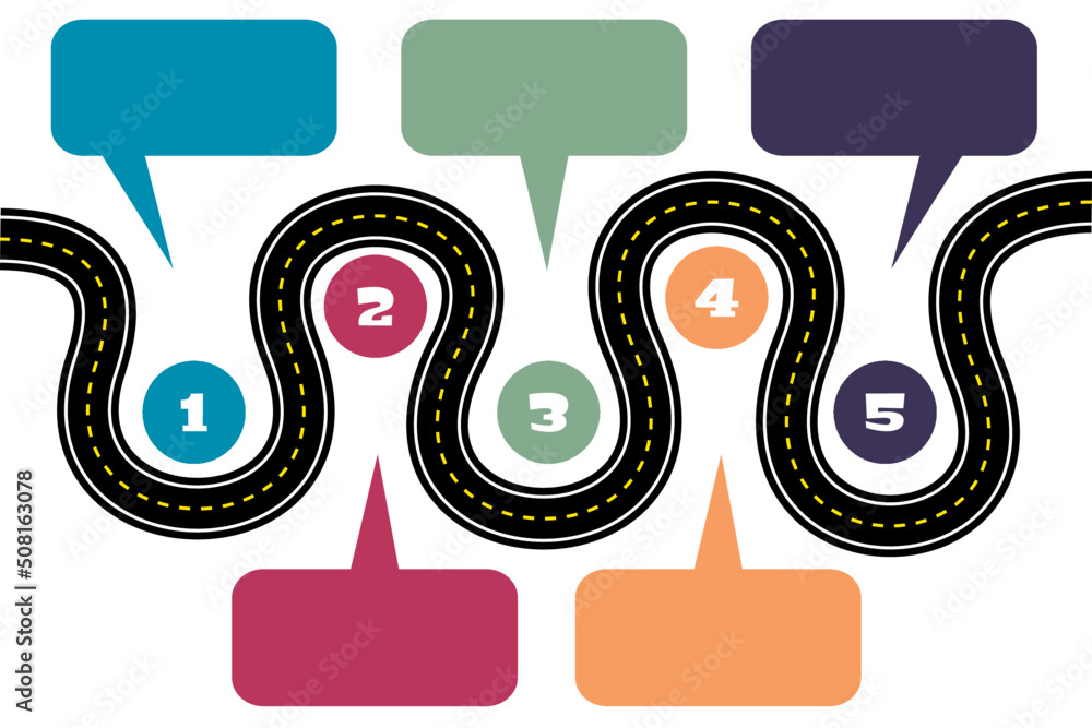 Windy Road Map Infographic Vector Illustration Stock Vector | Adobe Stock