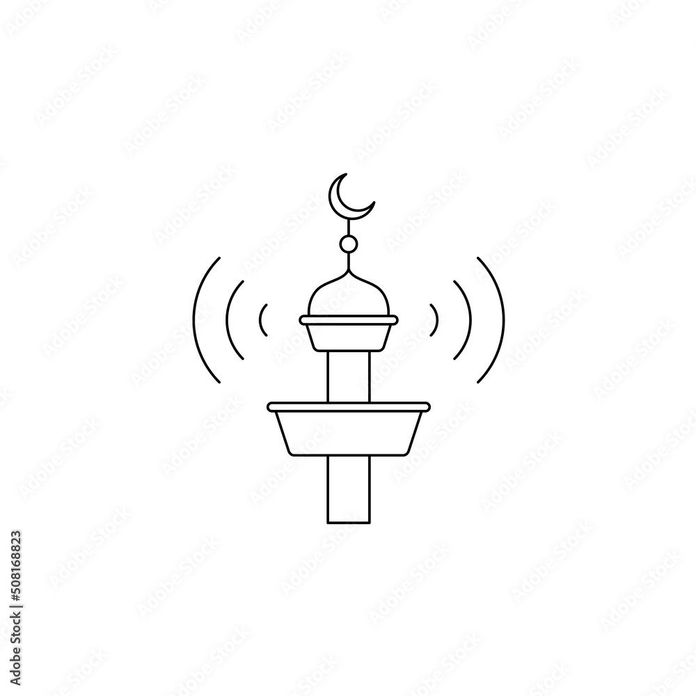 Azan and mosque concept line icon. Simple element illustration. Azan ...