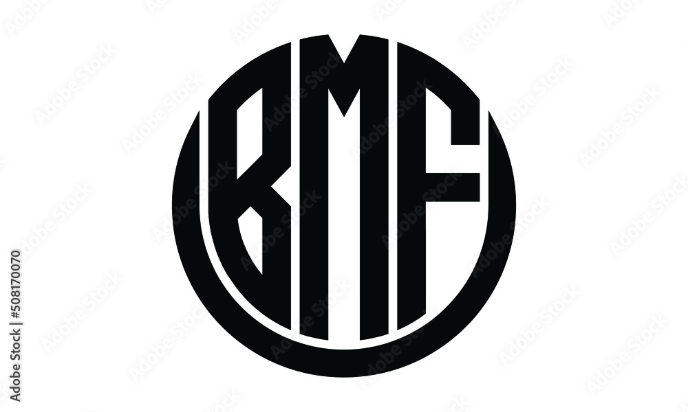 BMF shield with round shape logo design vector template | monogram logo ...