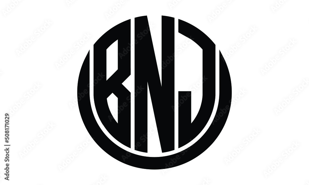 BNJ shield with round shape logo design vector template | monogram logo ...