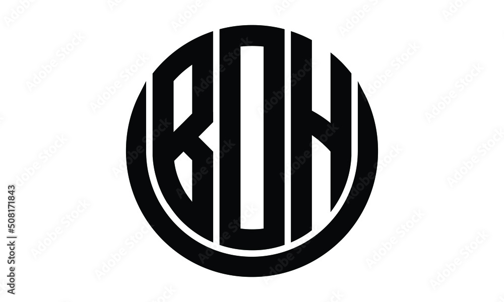 BOH shield with round shape logo design vector template | monogram logo ...