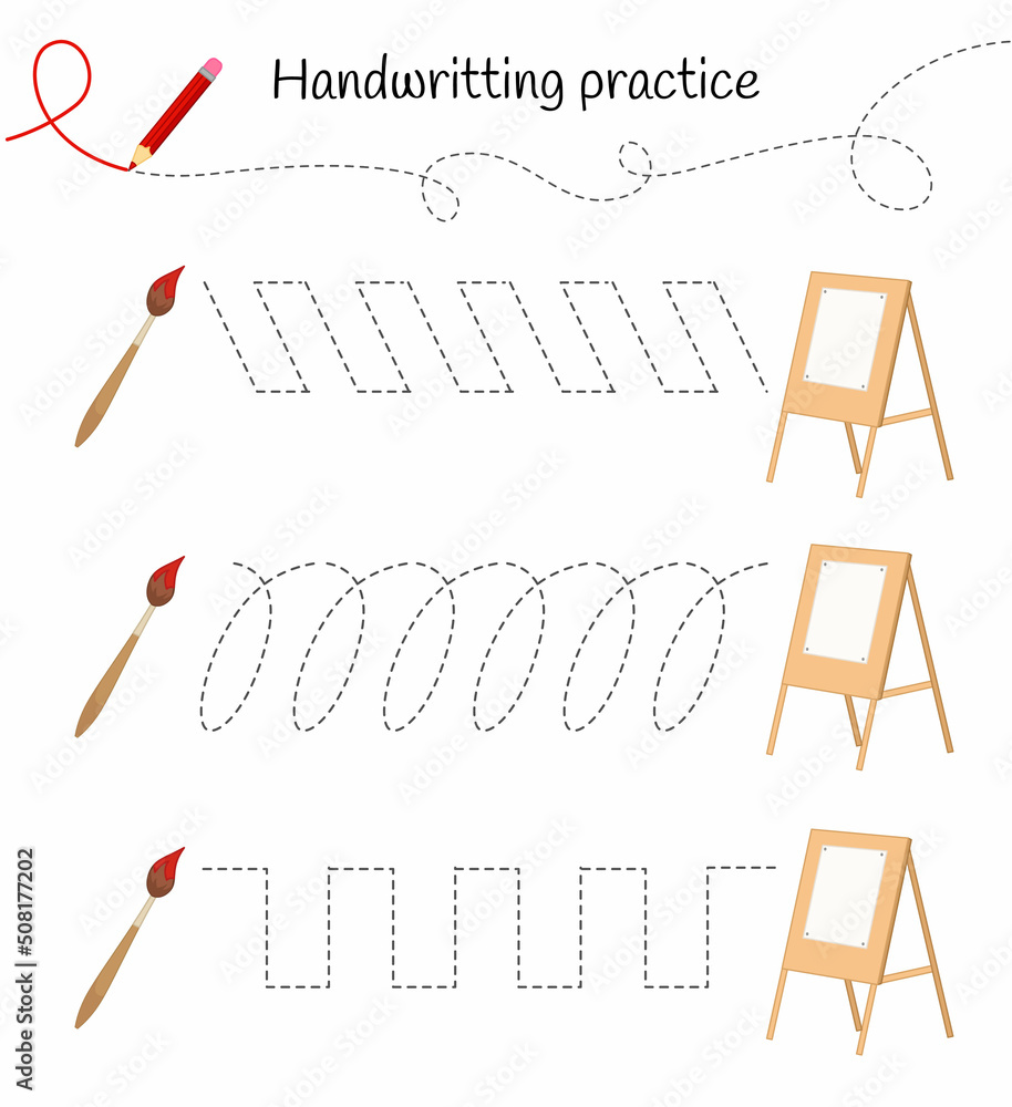 Handwriting practice sheet. Basic writing. Educational game for ...
