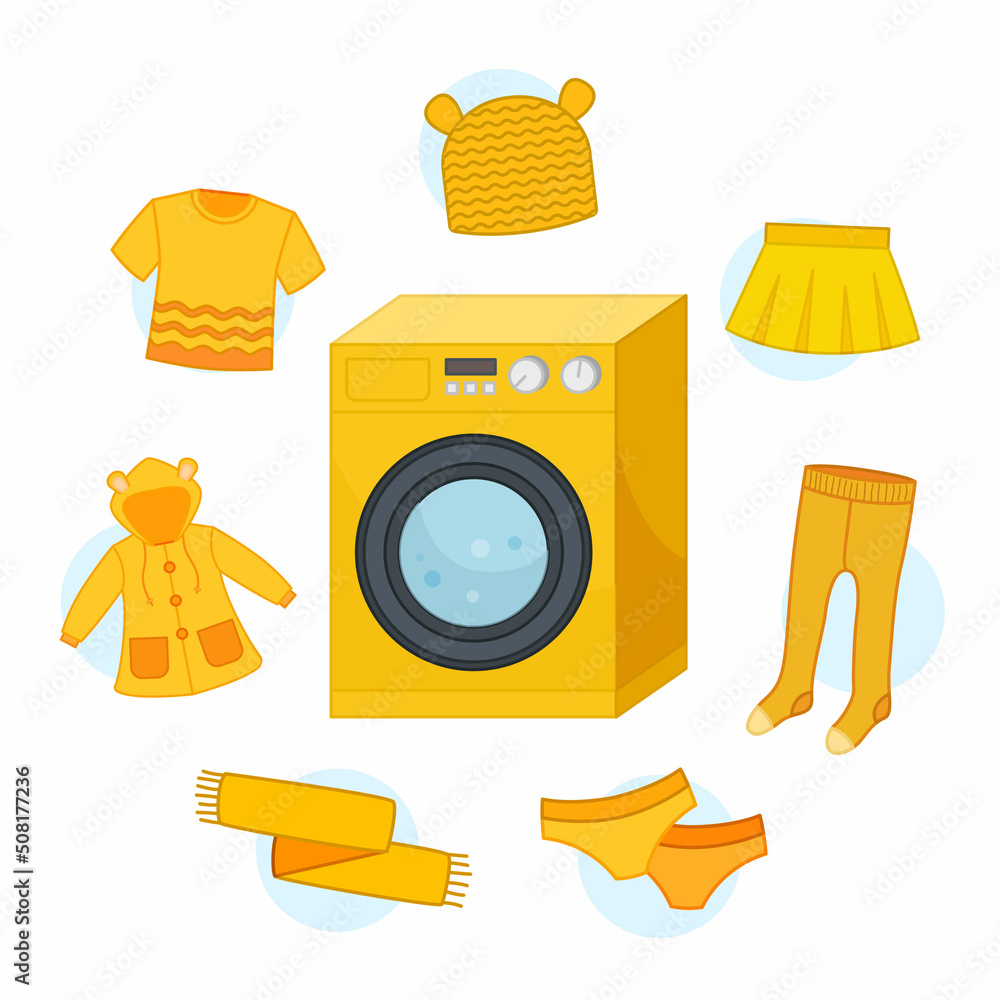 A large set of clothes for teaching colors. Cartoon vector illustration ...