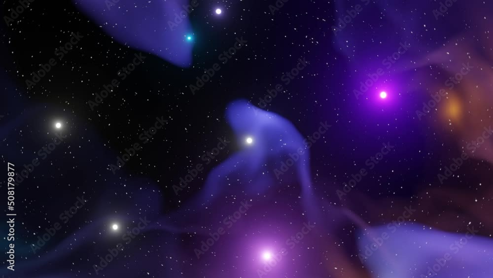 Deep Space Nebula Loop background with glowing star and plasma. 3D ...