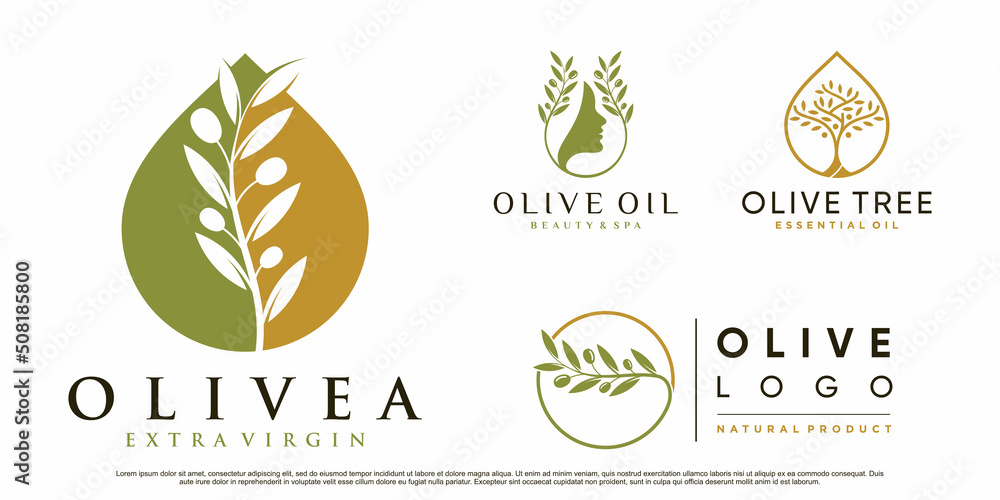 Set of olive tree and oil logo design vector illustration with creative ...