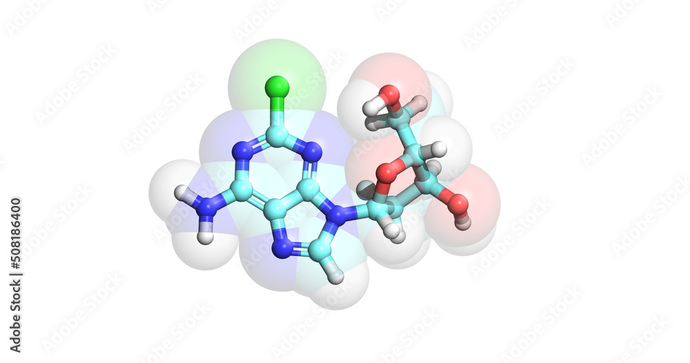 Clofarabine, anticancer/ chemotherapy drug, 3D molecule Stock ...