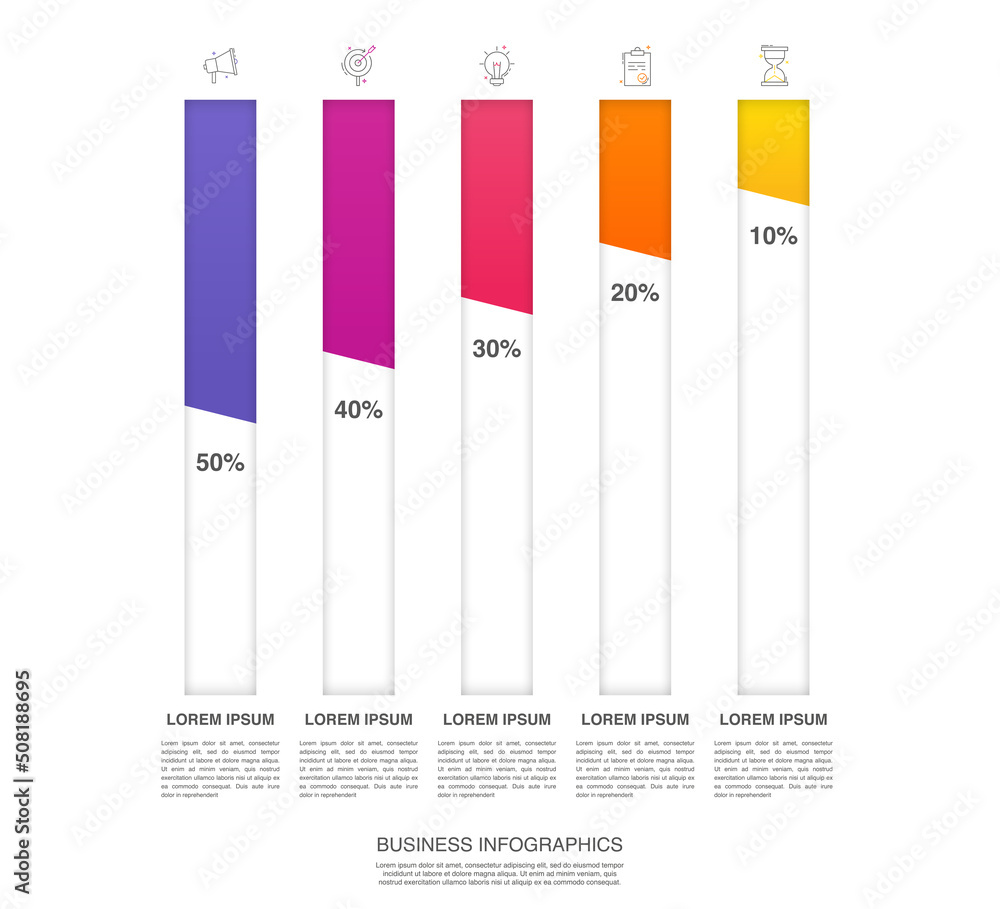 Vector infographic with five columns. Modern business concept graphic ...