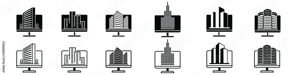 Architect icon vector set. building design illustration sign collection ...