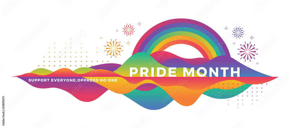 Pride month support everyone oppress no one text in abstract colorful ...