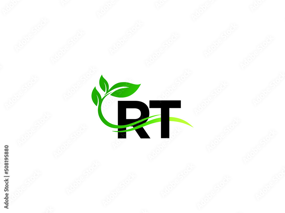 Letter RT Logo Letter, Colorful Rt tr Green Leaf Logo Icon Vector Image ...