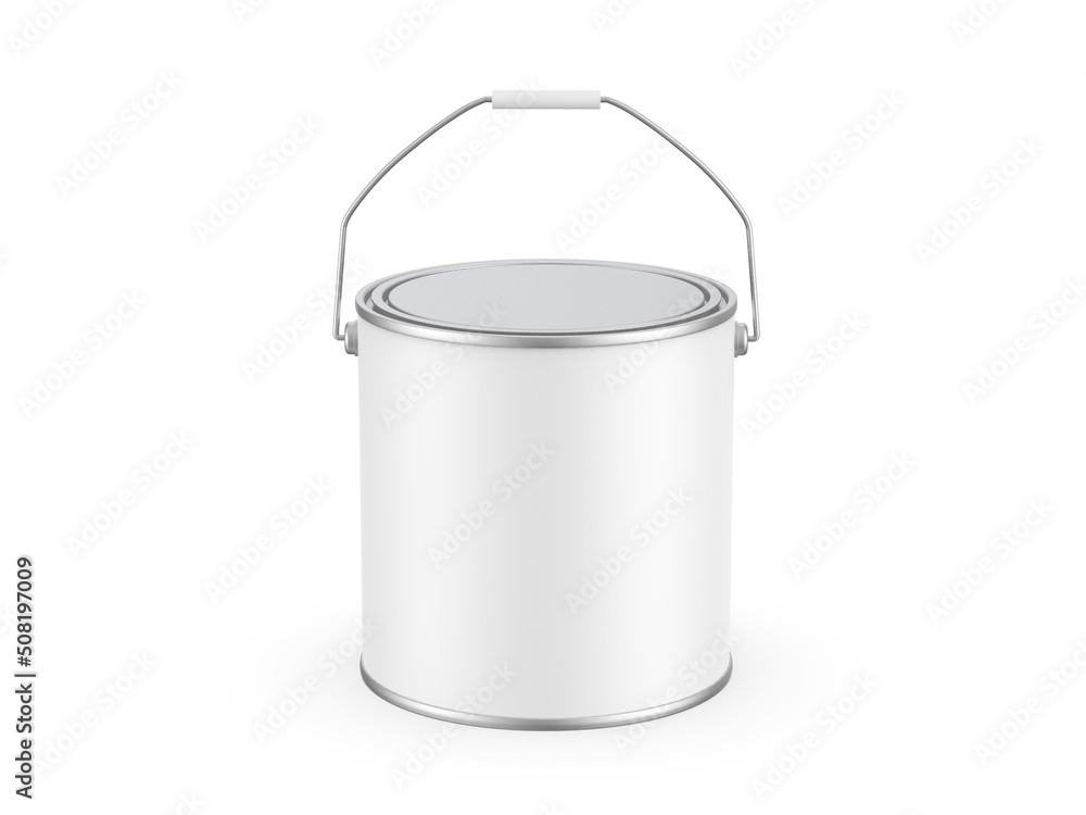 Paint bucket mockup template, white matte paint can with handle for ...