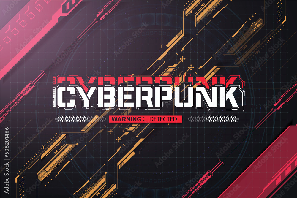 Plakat w ramie Cyberpunk futuristic poster. Futuristic game poster ...