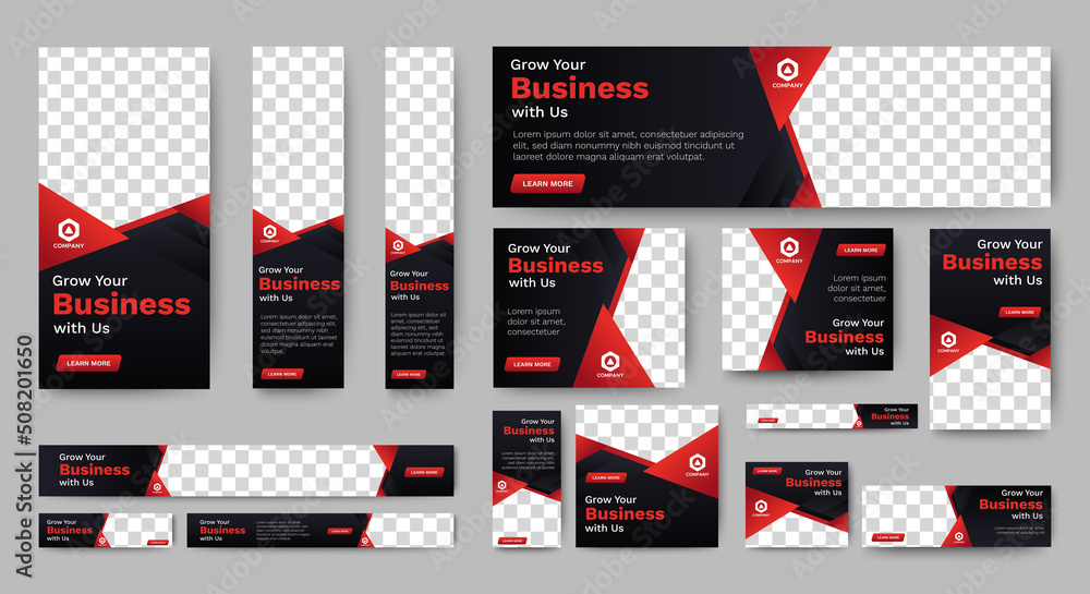 Business banner design web template Set, Horizontal header web banner ...
