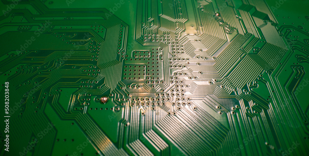 Technology hardware background. High tech electronic circuit board ...