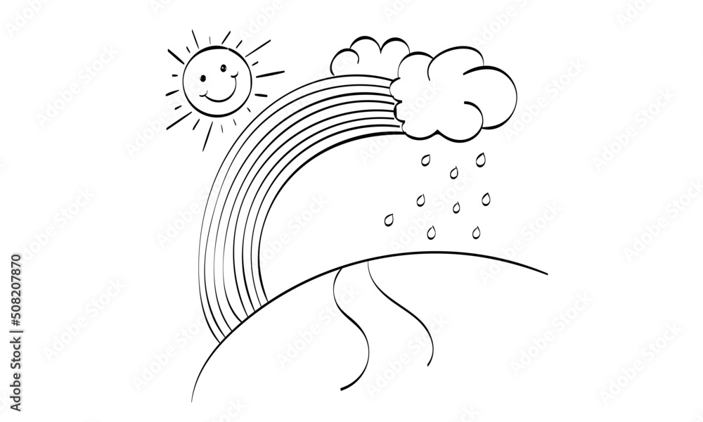 Rainbow coloring page. Easy to print weather coloring page for kids ...
