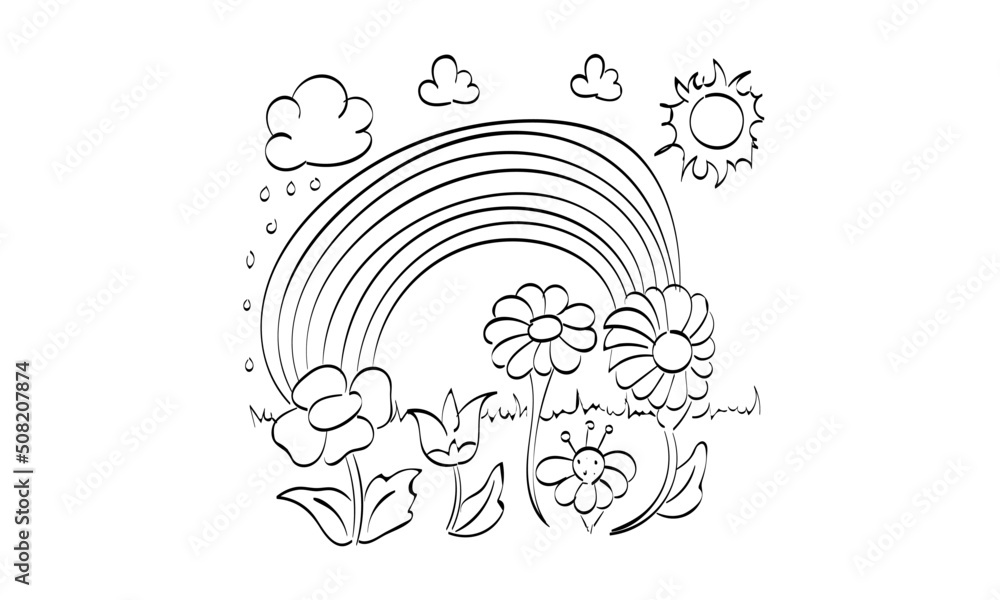 Rainbow coloring page. Easy to print weather coloring page for kids ...
