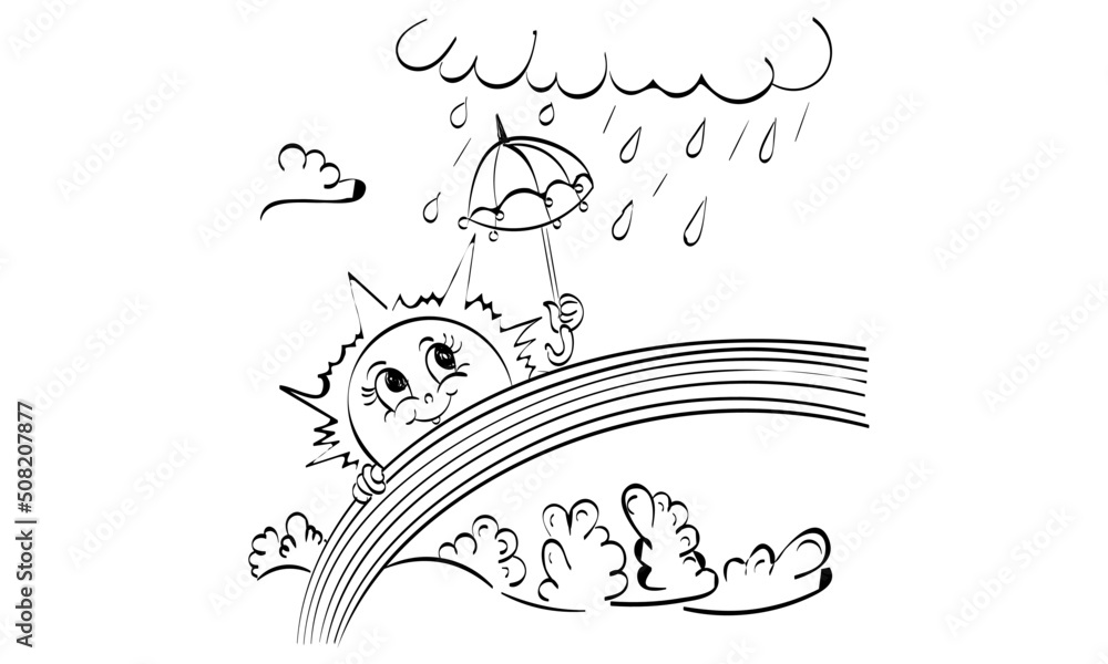Rainbow coloring page. Easy to print weather coloring page for kids ...