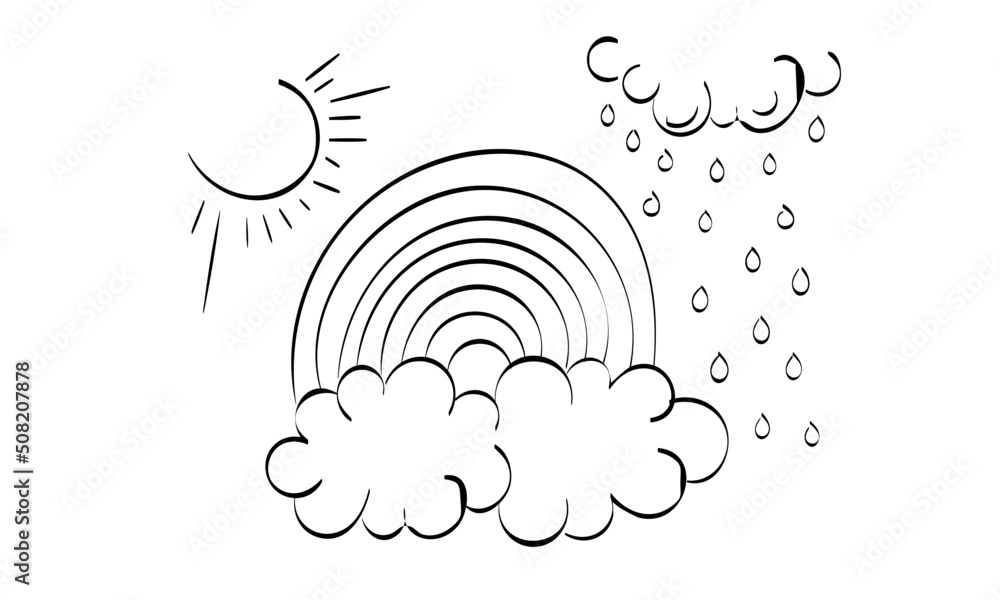 Rainbow coloring page. Easy to print weather coloring page for kids ...