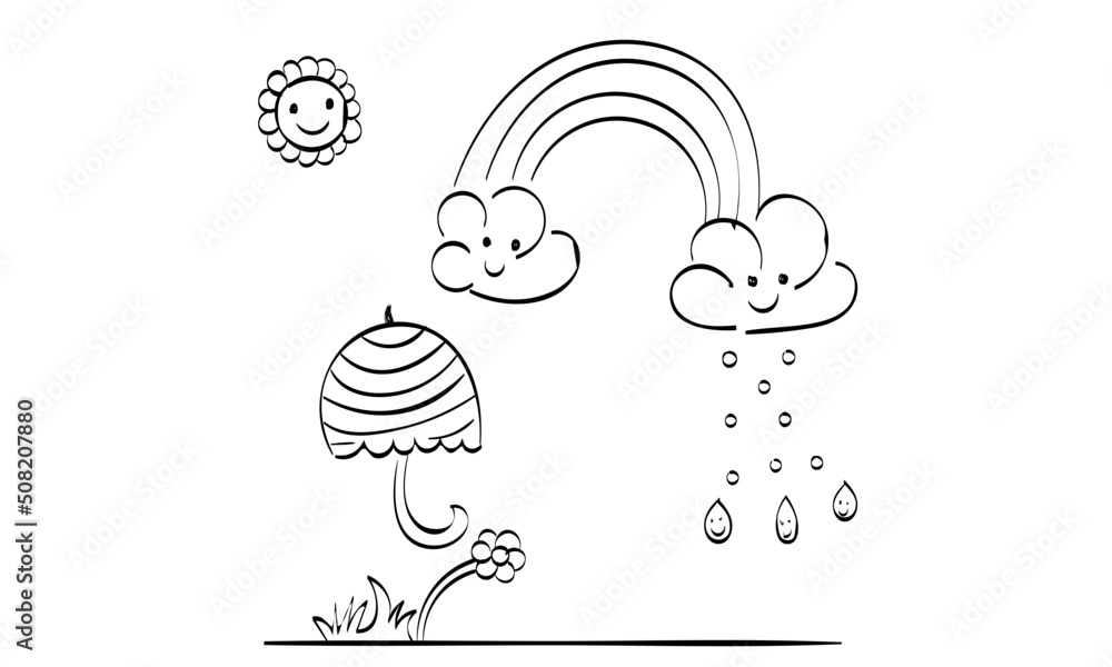 Rainbow coloring page. Easy to print weather coloring page for kids ...