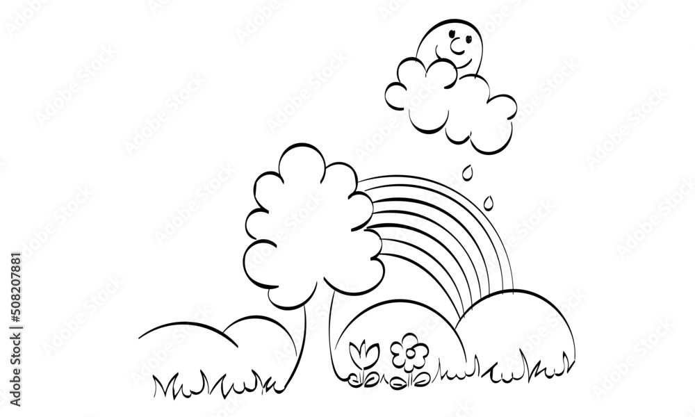 Rainbow coloring page. Easy to print weather coloring page for kids ...