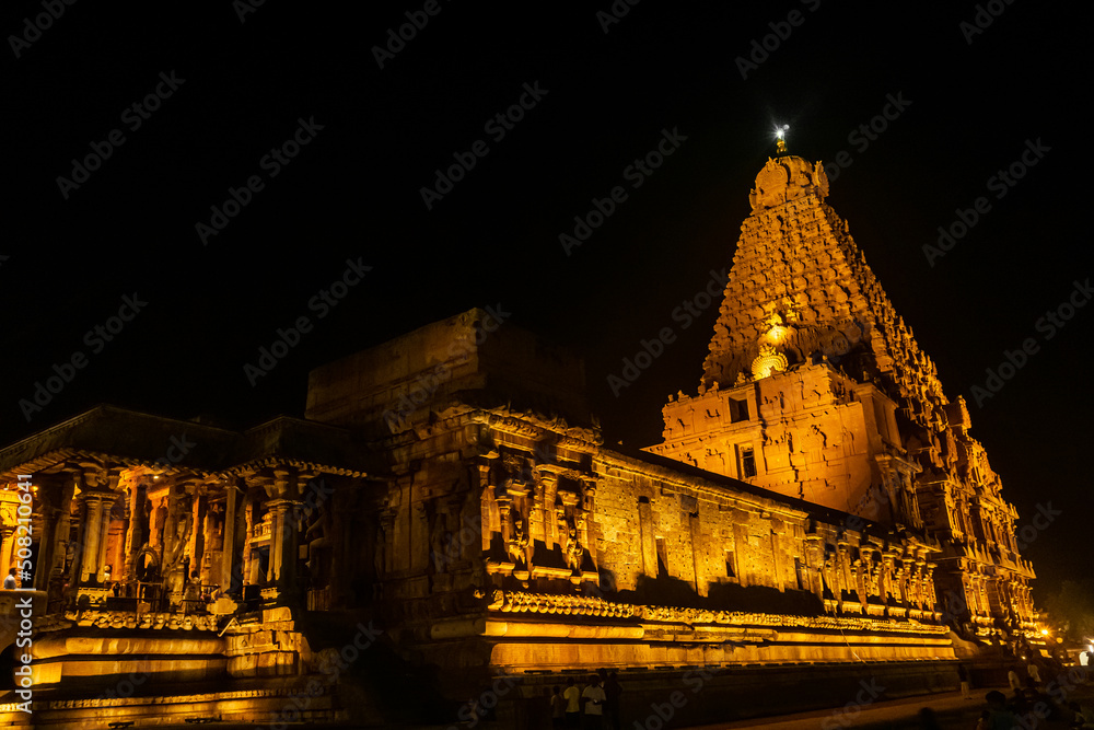 Night Time with Lightning - Tanjore Big Temple or Brihadeshwara Temple ...