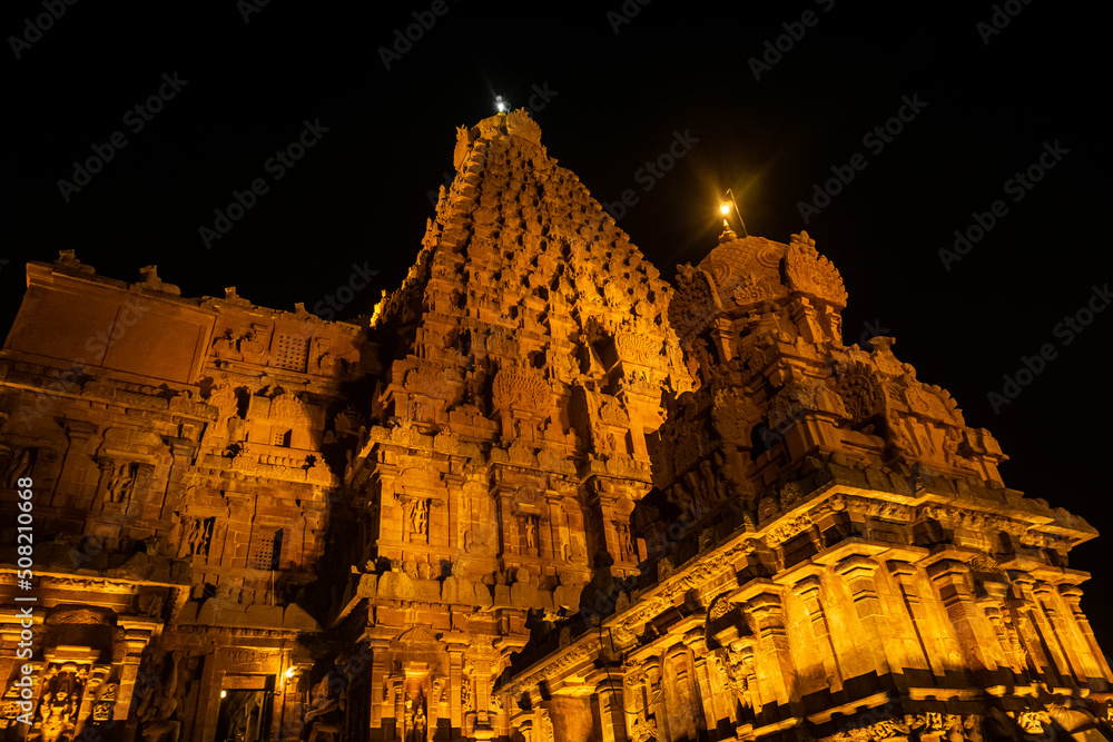 Night Time with Lightning - Tanjore Big Temple or Brihadeshwara Temple ...