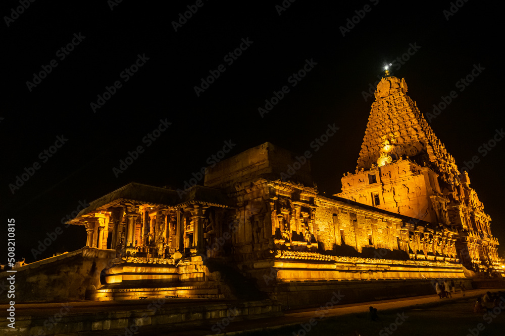 Night Time with Lightning - Tanjore Big Temple or Brihadeshwara Temple ...
