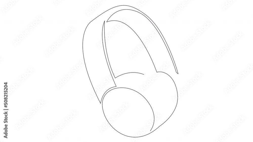 Continuous line drawing animation of headphone speaker device gadget ...