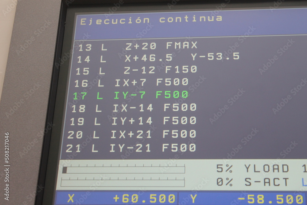 CNC Code computer in a milling machine Stock Photo | Adobe Stock