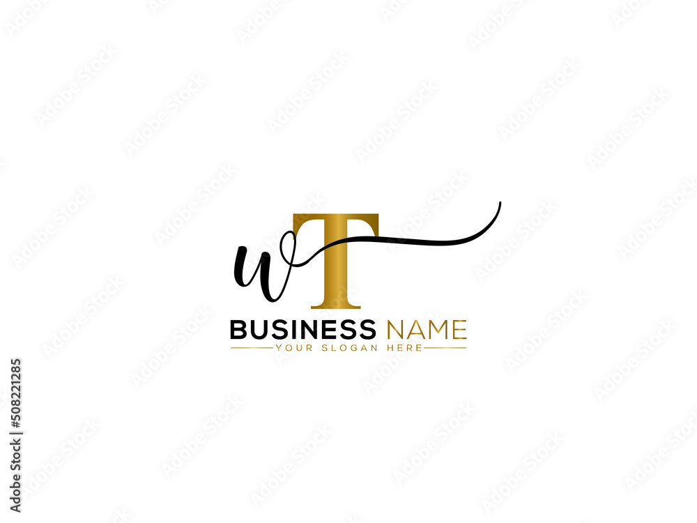 Initials WT Logo Icon, Signature Wt tw Logo Letter Vector Image Design ...