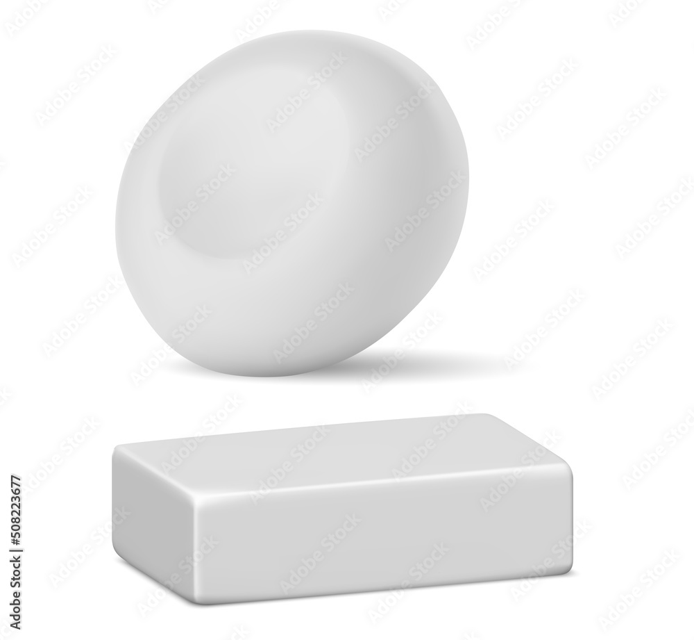 Soap bar mockup. Round and square cosmetics design. Solid hygiene ...