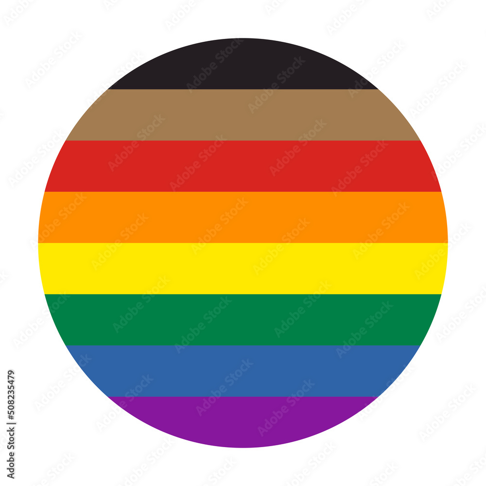 Circle Rainbow icon new Pride Flag with blanck and brown stripes ...