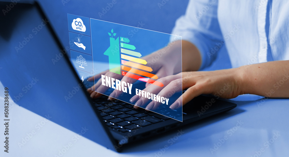 Efficiency energy rating concept.Sustainable development and eco house ...