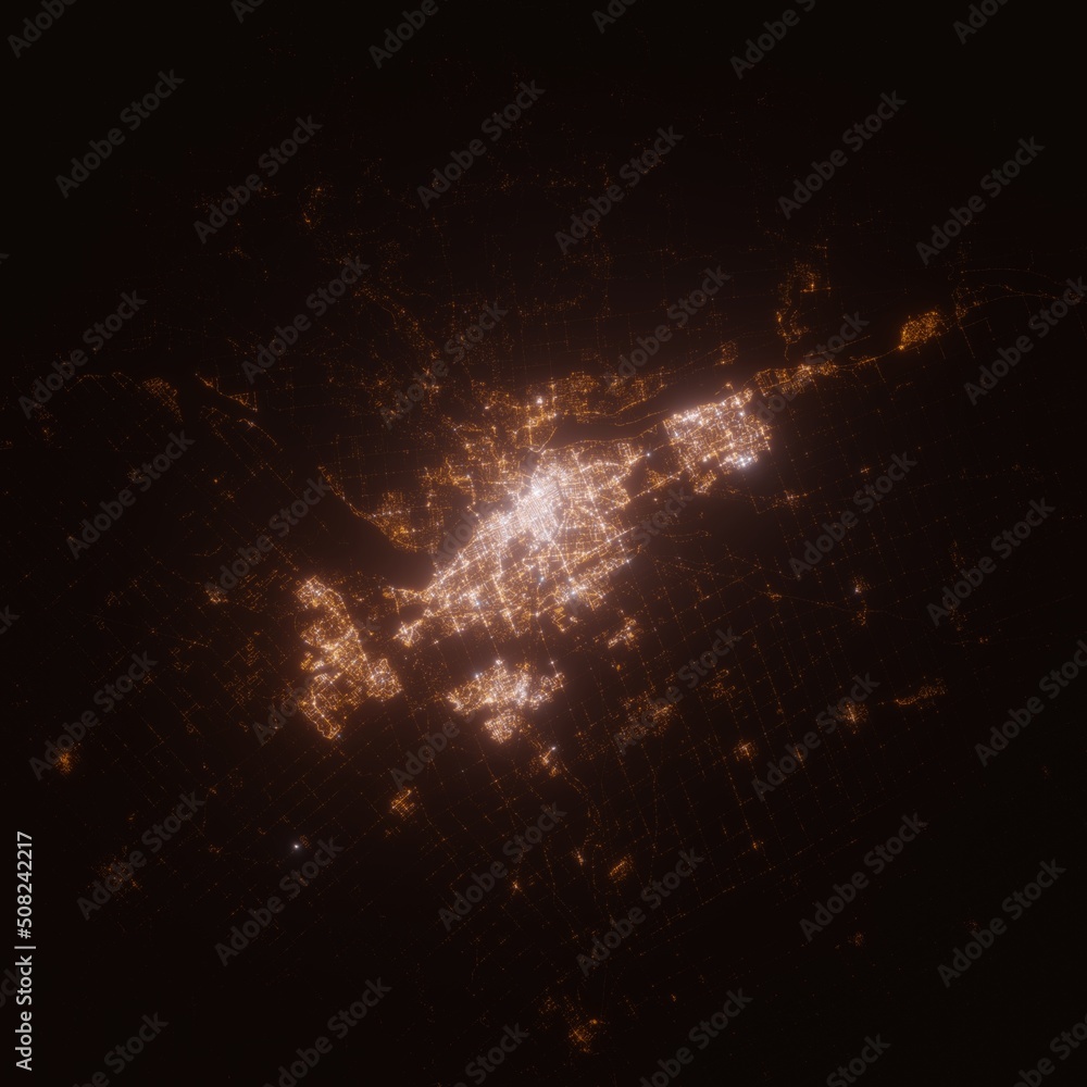Ottawa (Canada) street lights map. Satellite view on modern city at ... Ottawa (Canada) street lights map. Satellite view on modern city at ...
