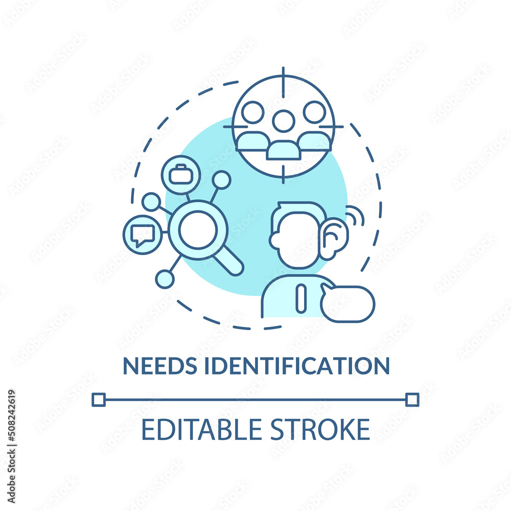 Needs Identification Turquoise Concept Icon Sales Process Abstract