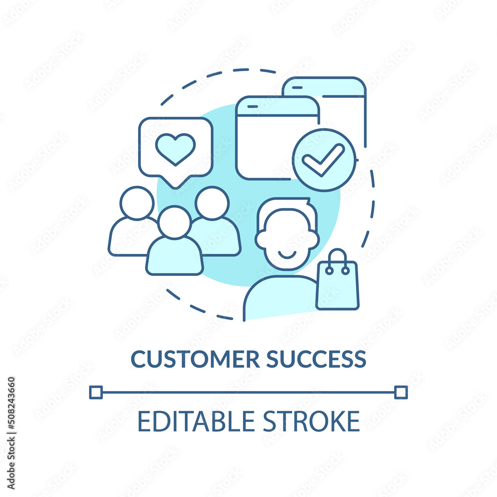 Customer success turquoise concept icon. Sales tool abstract idea thin ...