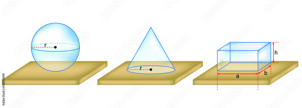 Physics shapes for schools. circle, rectangle, triangular prism 3d ...