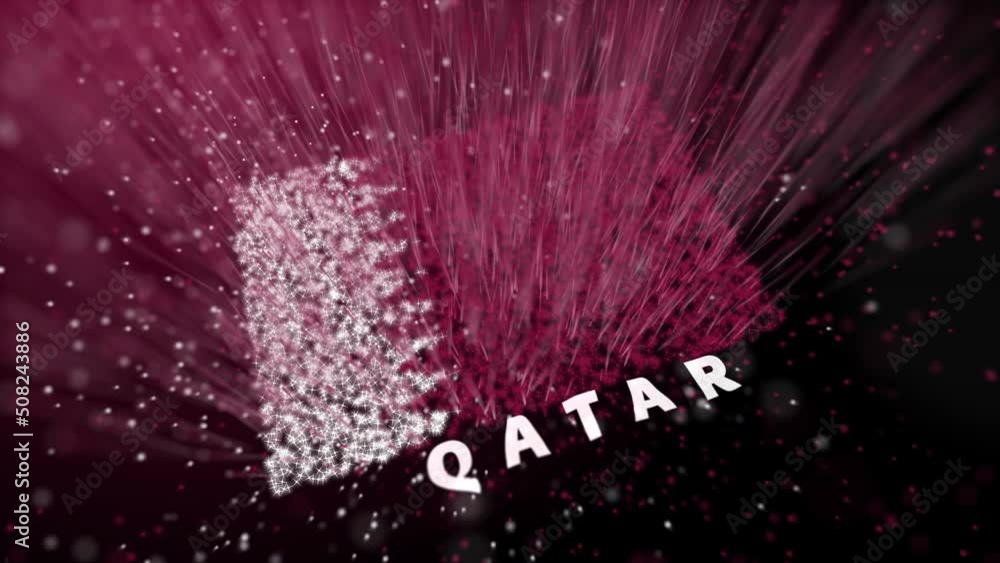 Animation video of the country Qatar's flag displayed through tiny ...