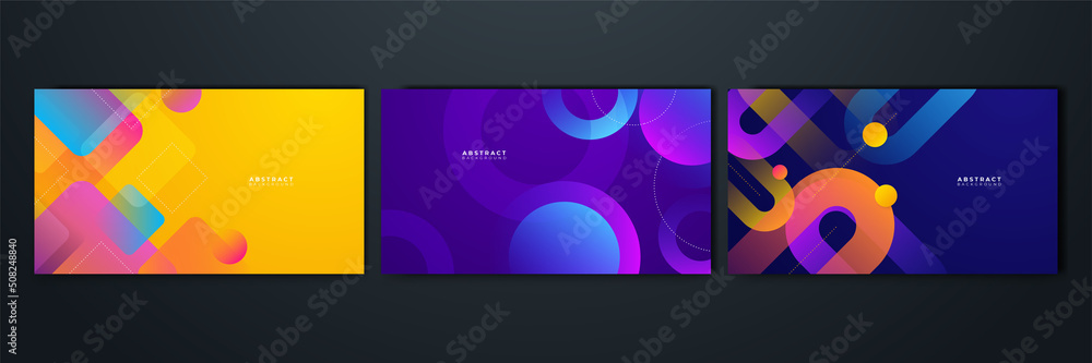 Set of abstract background with colorful geometric shapes Stock Vector ...