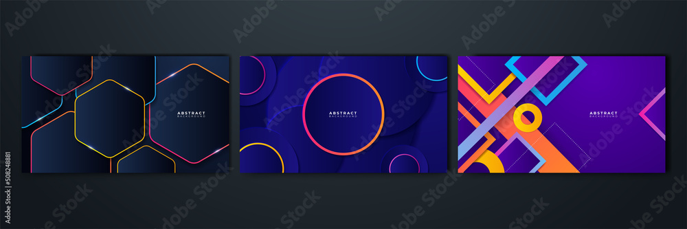 Set of abstract background with colorful geometric shapes Stock Vector ...