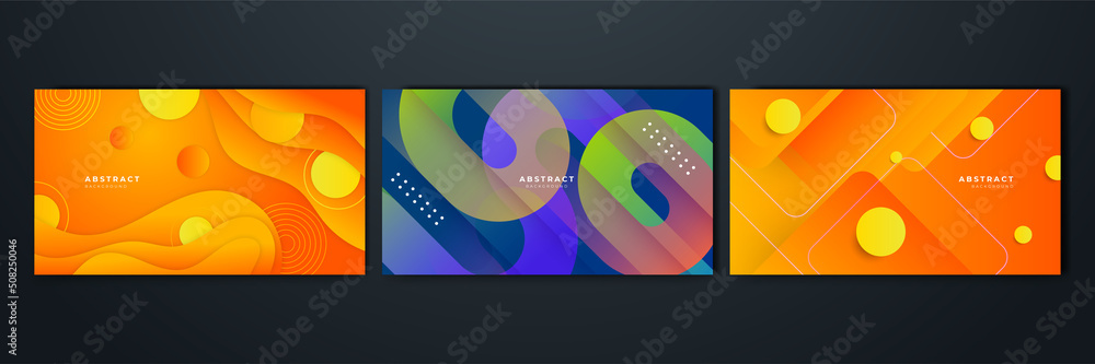 Set of gradient flowing geometric pattern background texture for poster ...